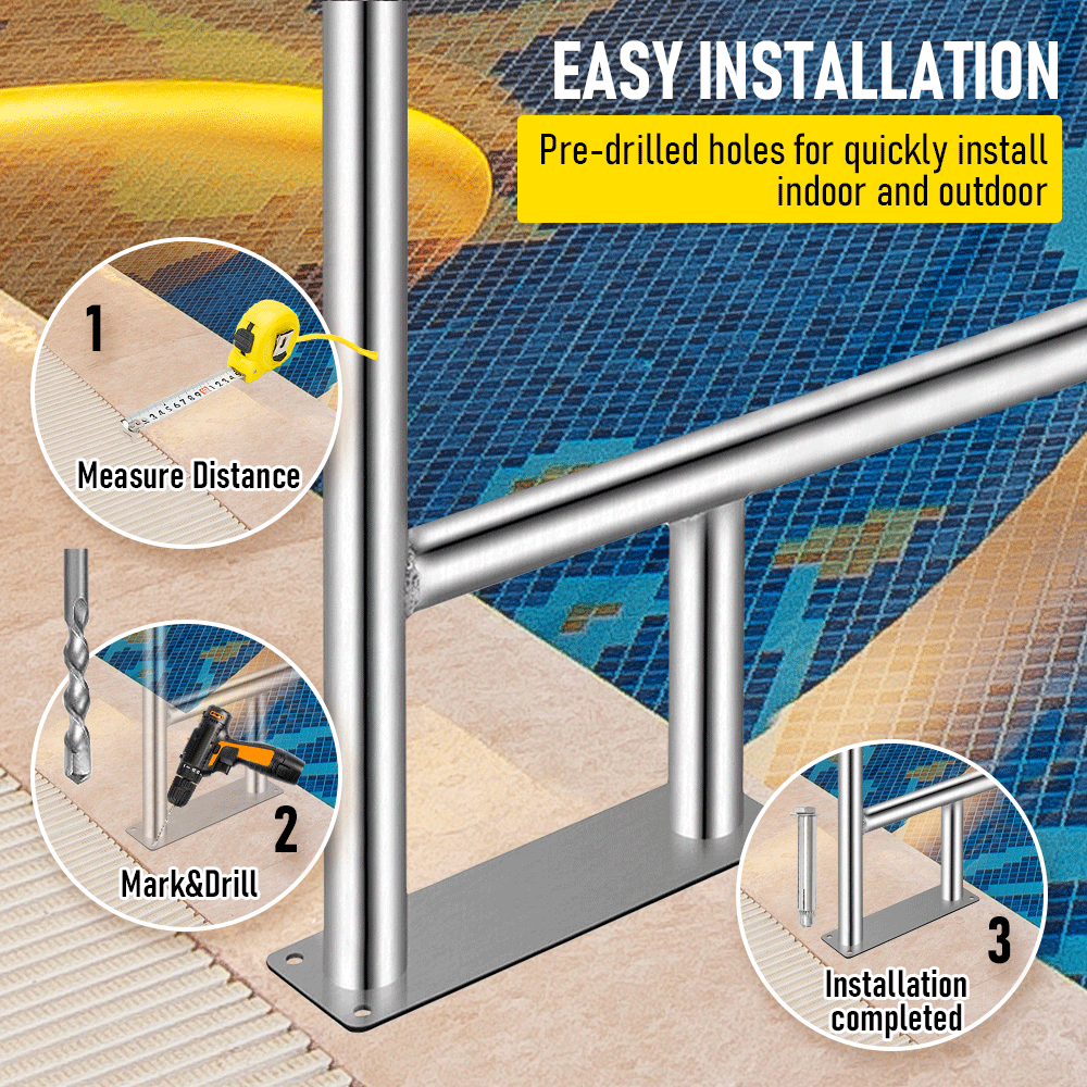 Swimming Pool Handrails Pool Railing Ladder Steps Grab With Base Plate ...