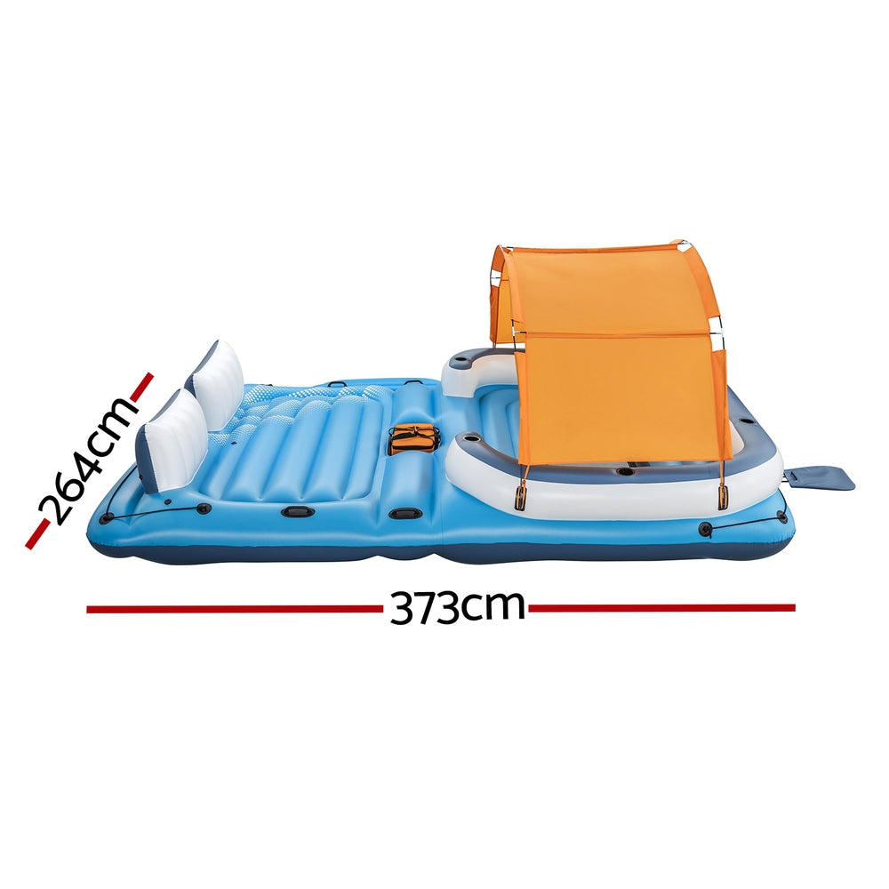 Bestway Pool Float Island Inflatable Lounge 6-person Raft Seat Canopy ...