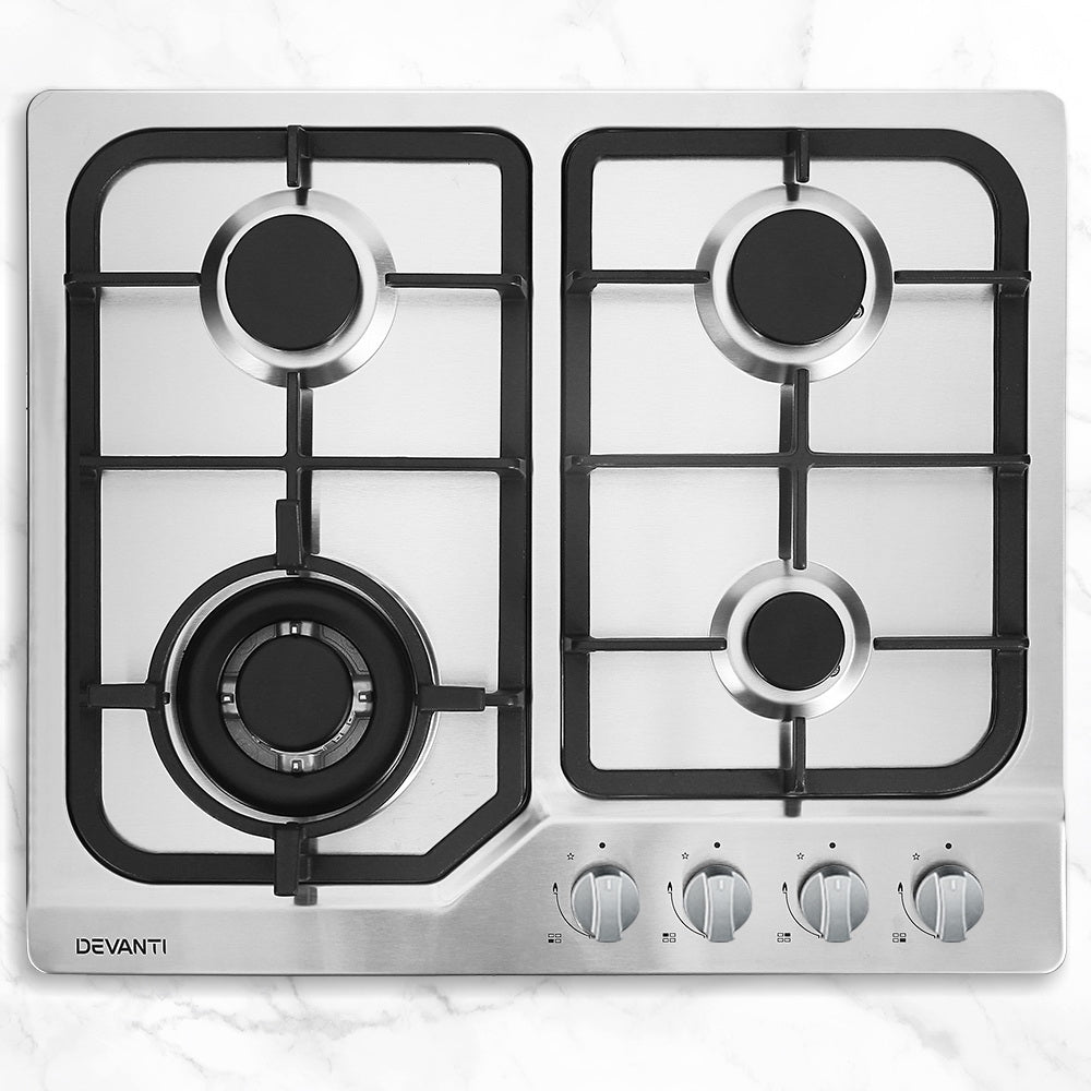 Devanti Gas Cooktop 60cm 4 Burner Silvir – Yarra Supply