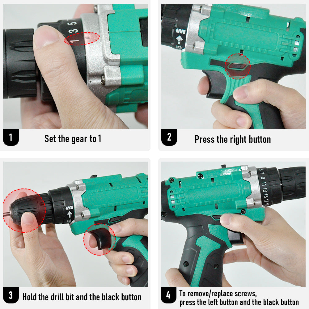 Cordless Electric Screwdriver Set Rechargeable 12V Electric Screw Driver Gun Max Torque 35Nm Variable Speed with Bits Sockets and Batteries 1500mAh