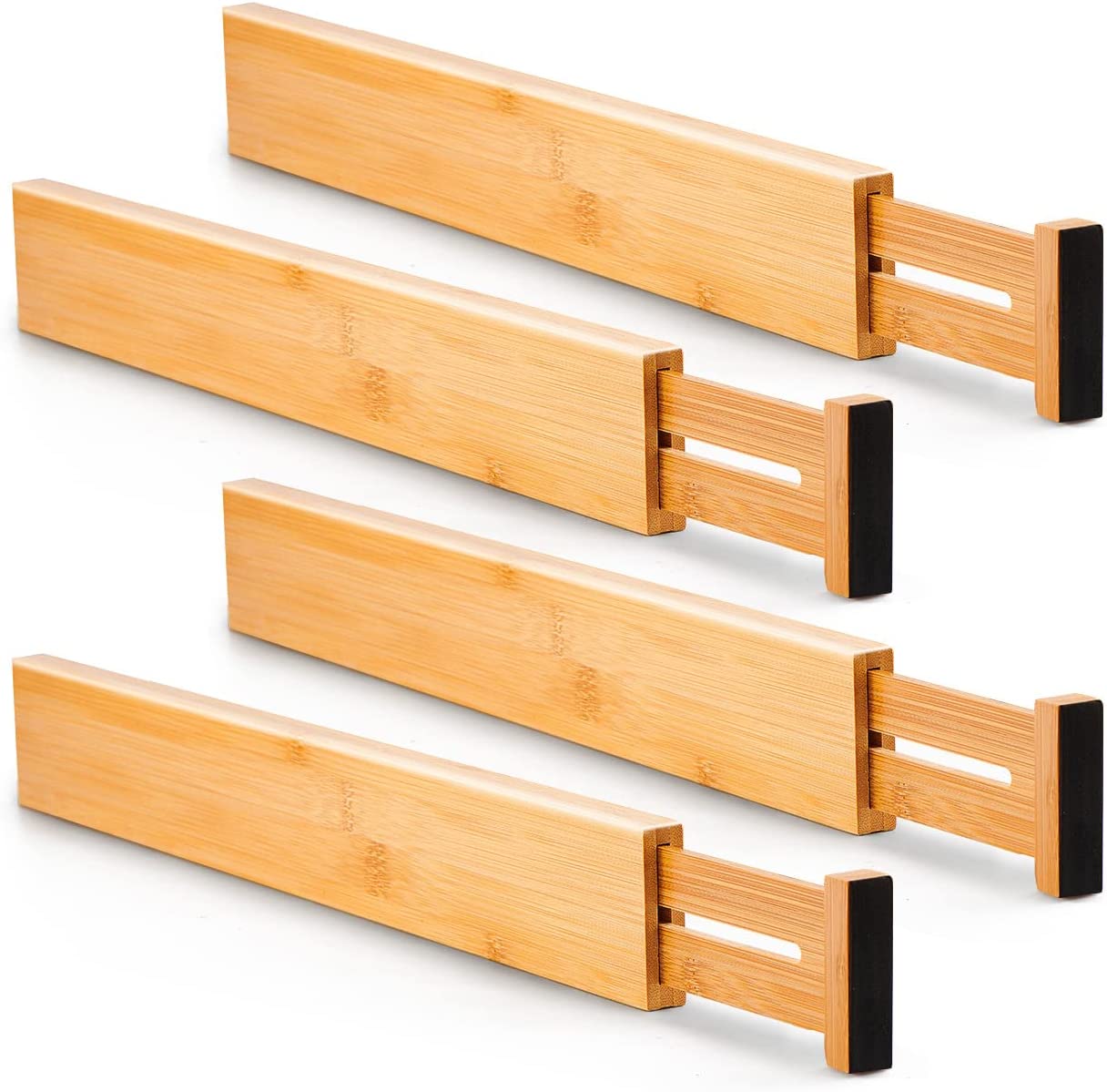 4 Pack Bamboo Adjustable Kitchen Drawer Dividers (Large, 44-55 cm ...