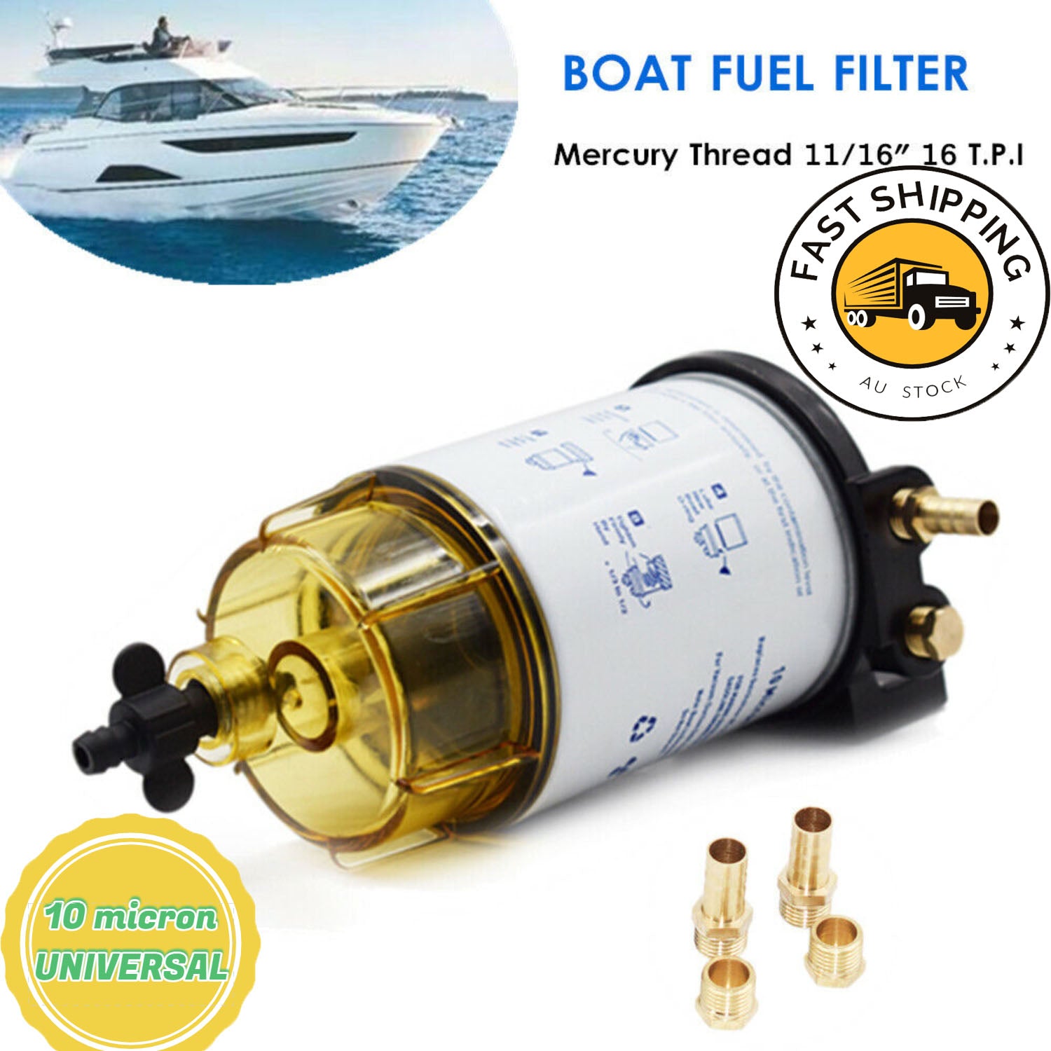 Boat Fuel Filter Fuel Water Separator Mercury/Yamaha -MARINE/OUTBOARD ...