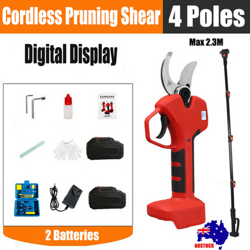 Cordless Brushless 4 Pole Pruning Shear Secateur With 2 Batteries Bush ...