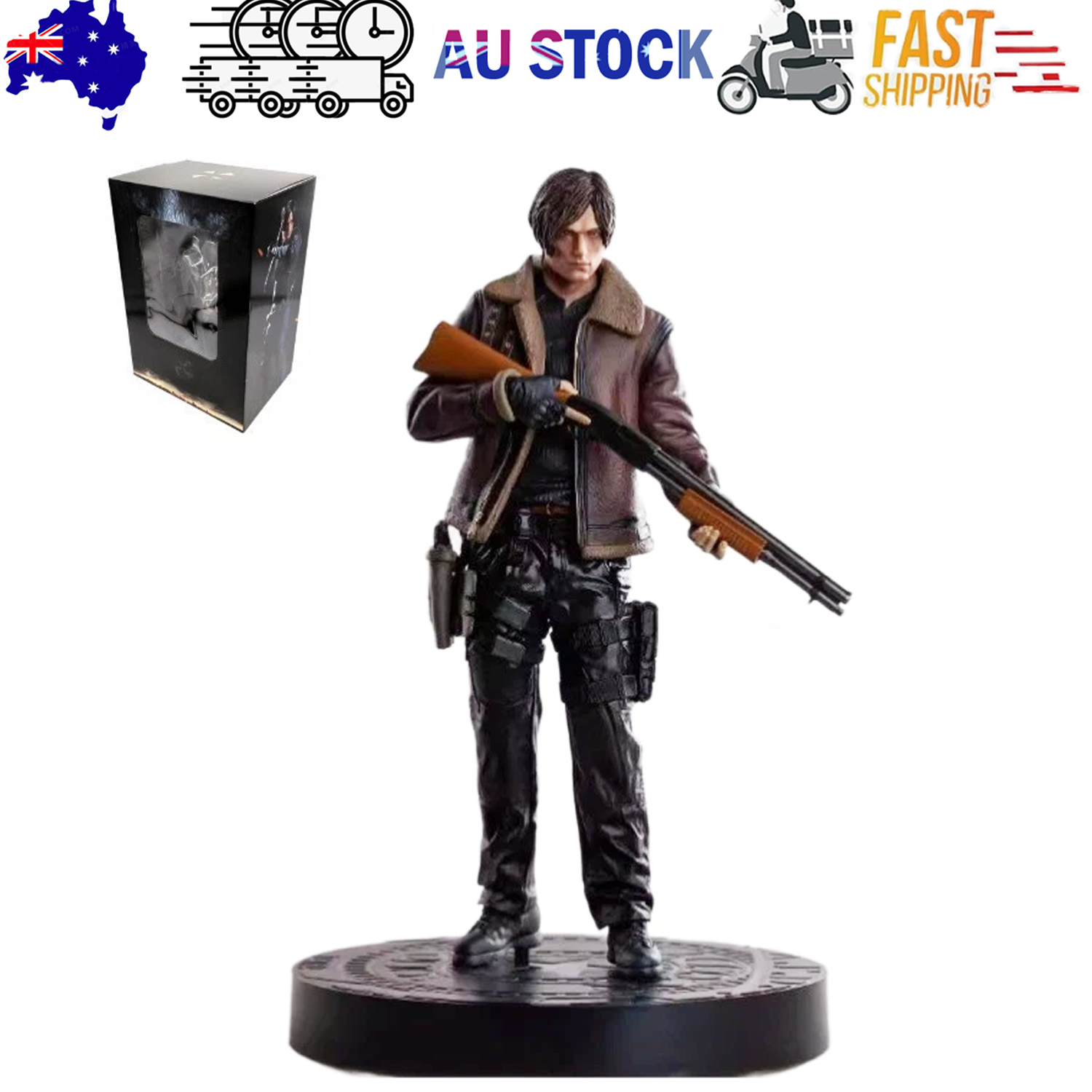 Resident Evil Leon Scott Kennedy Figure Game Model Statue Toy 33cm ...
