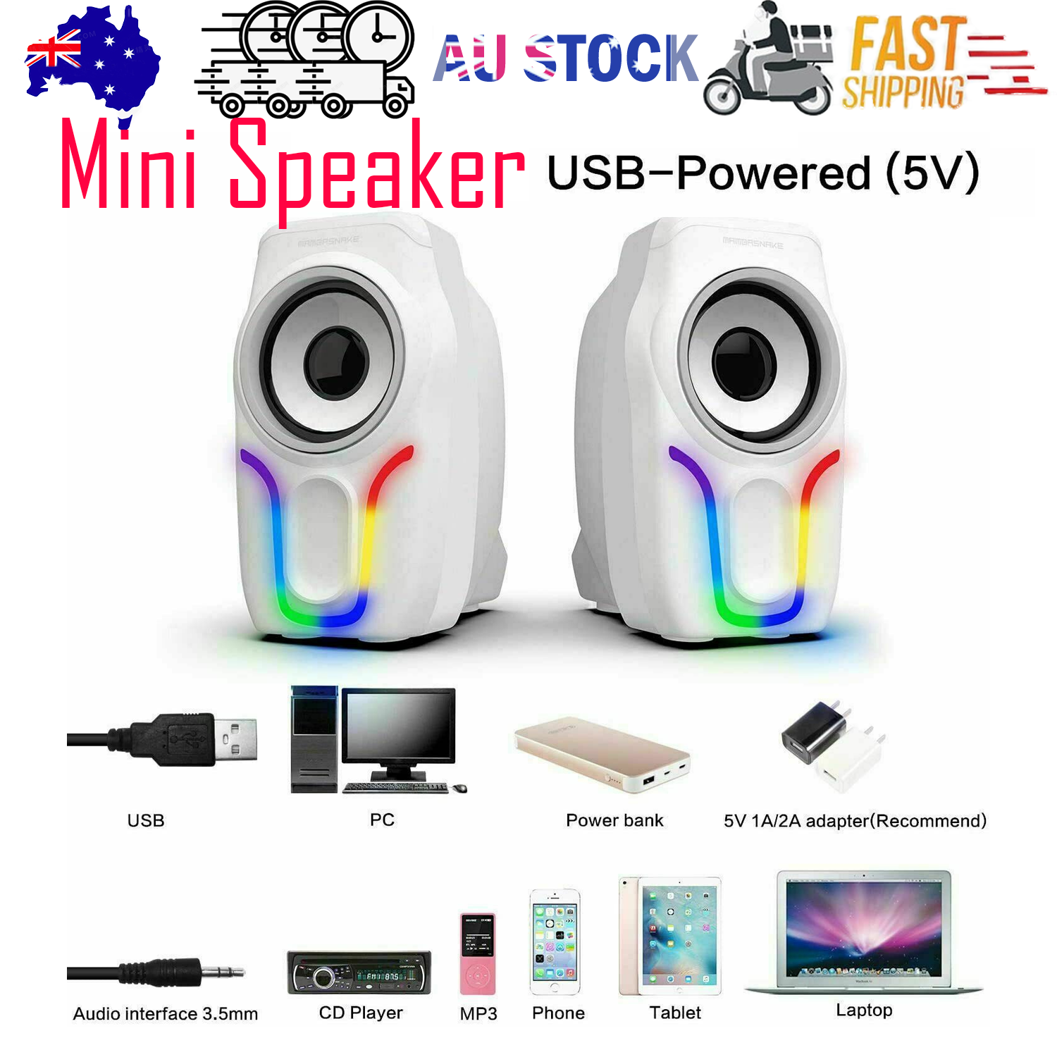 Wired Mini Gaming Speakers with 3.5mm, Portable Computer Mini Speakers ...