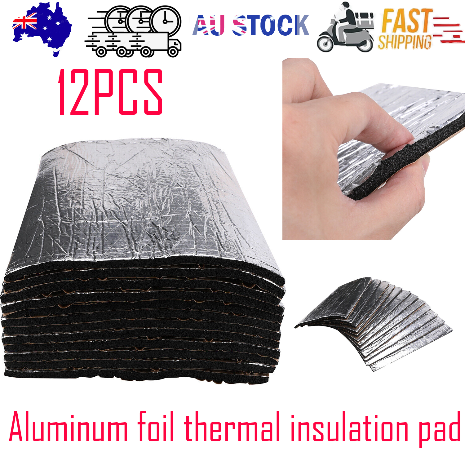 12PCS Car Engine Bay Bonnet Sound Deadener Noise Insulation Foam Proof ...