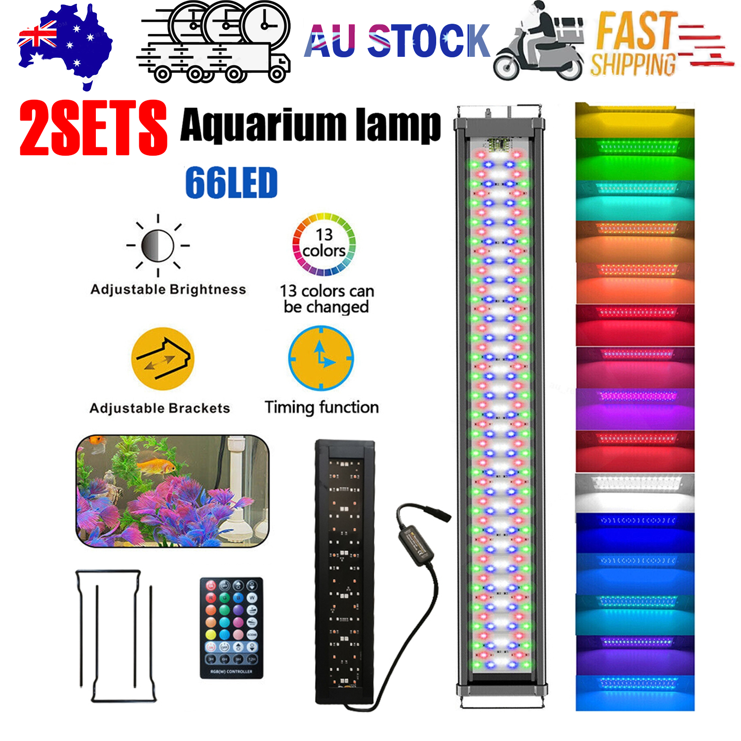2Sets LED Light 40cm Full Spectrum Aquarium Lighting Aqua Plant Fish T ...