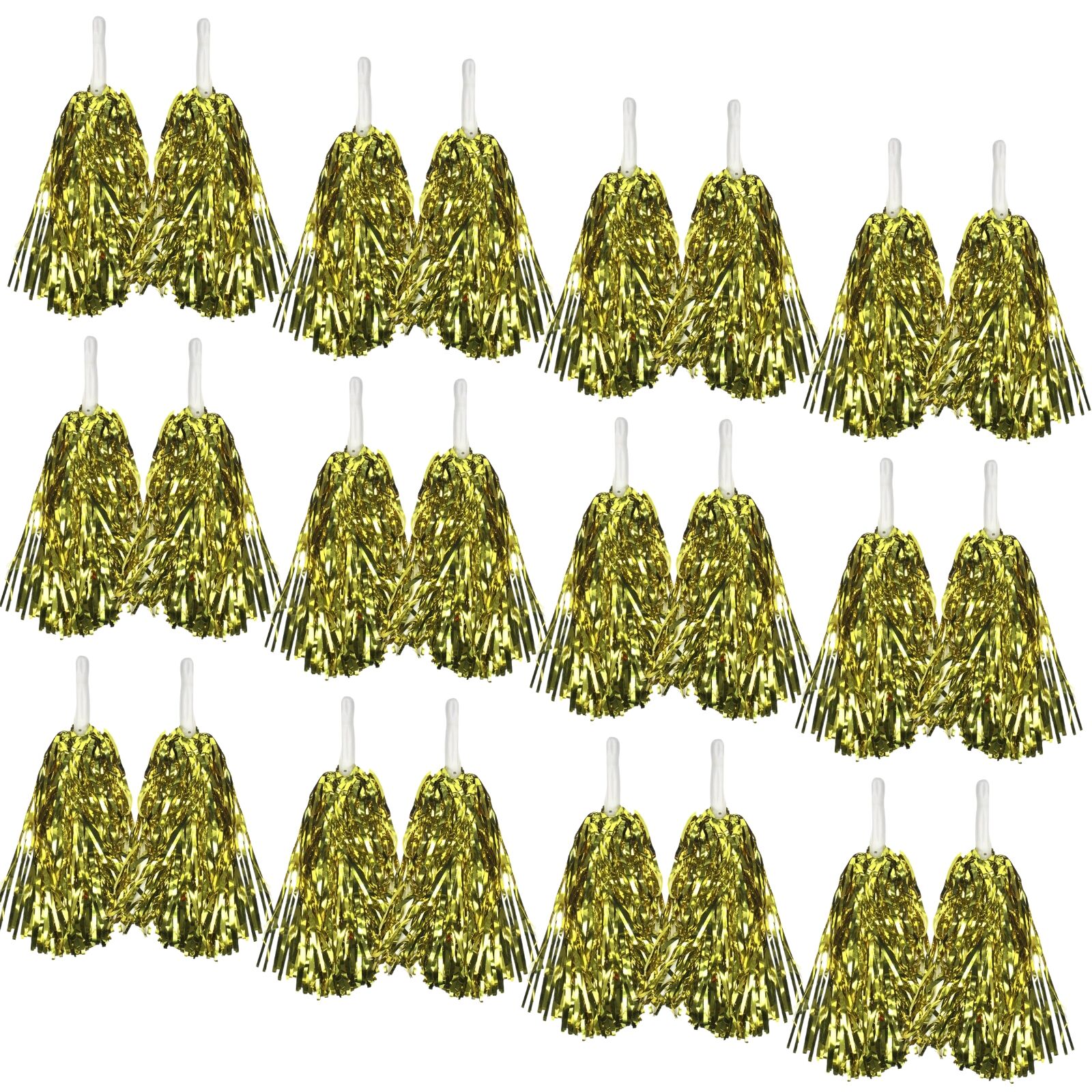 Yellow Metallic Cheerleading Pom Poms – Set of 12 with Easy-Grip Handl ...