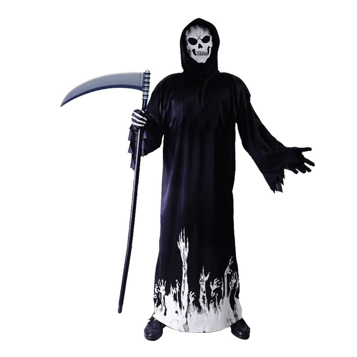 Scary Adult Glow in the Dark Party Costume Skeleton Reaper Halloween ...