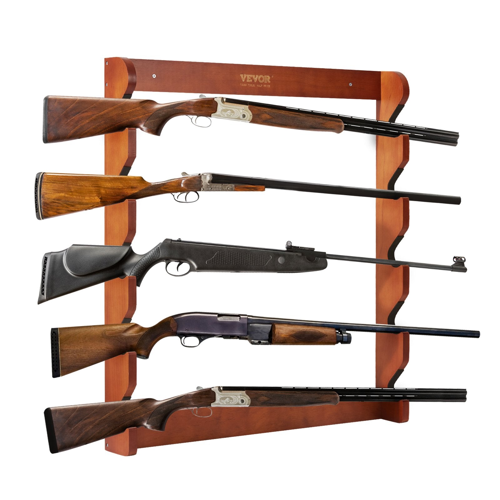 Gun Rack, Wood Gun Rack Wall Mount, Gun Display Rack holds 5 Rifles, S ...