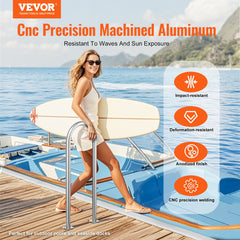 VEVOR Pool Handrail,36 x 13 inch Pool Railing, Aluminum with Base Plat ...