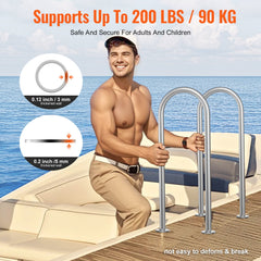 VEVOR Pool Handrail,36 x 13 inch Pool Railing, Aluminum with Base Plat ...