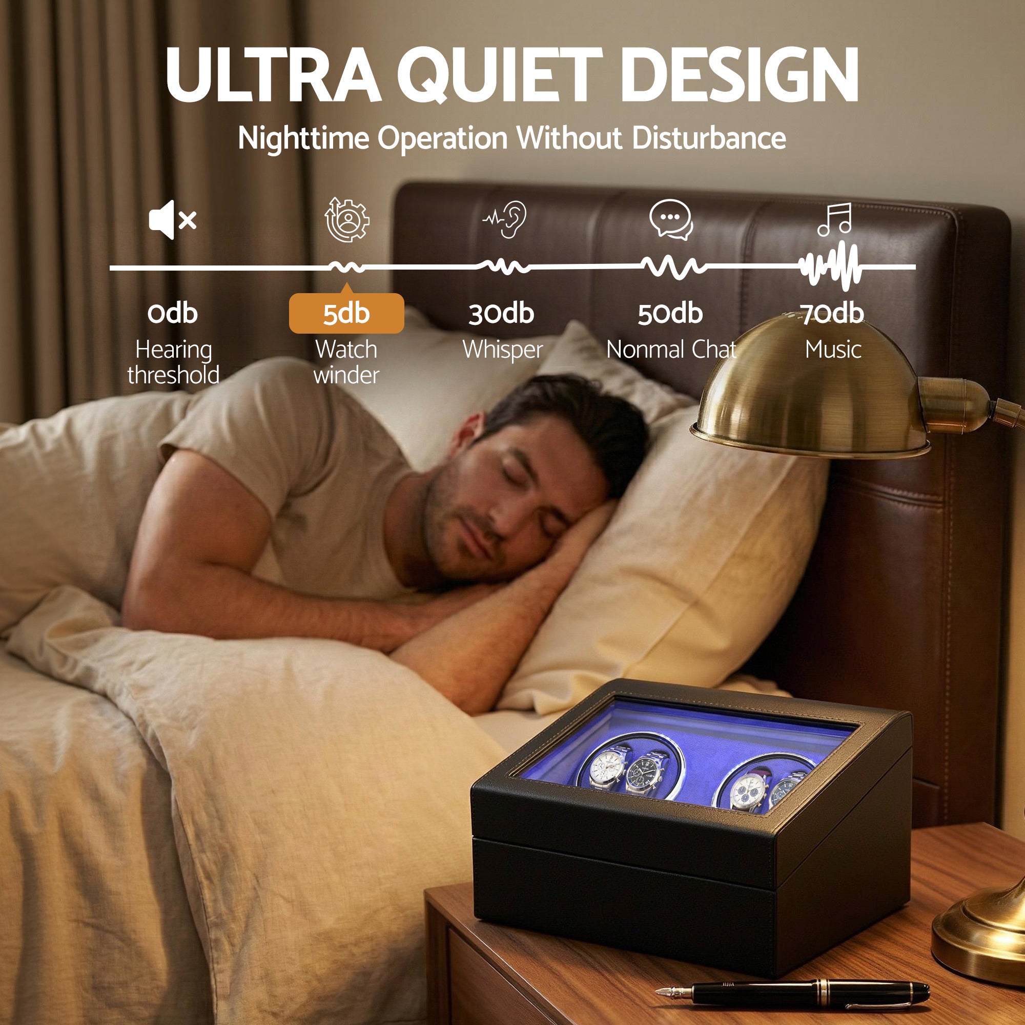 Embellir Watch Winder Automatic Double Watch Winder Box LED Black ...