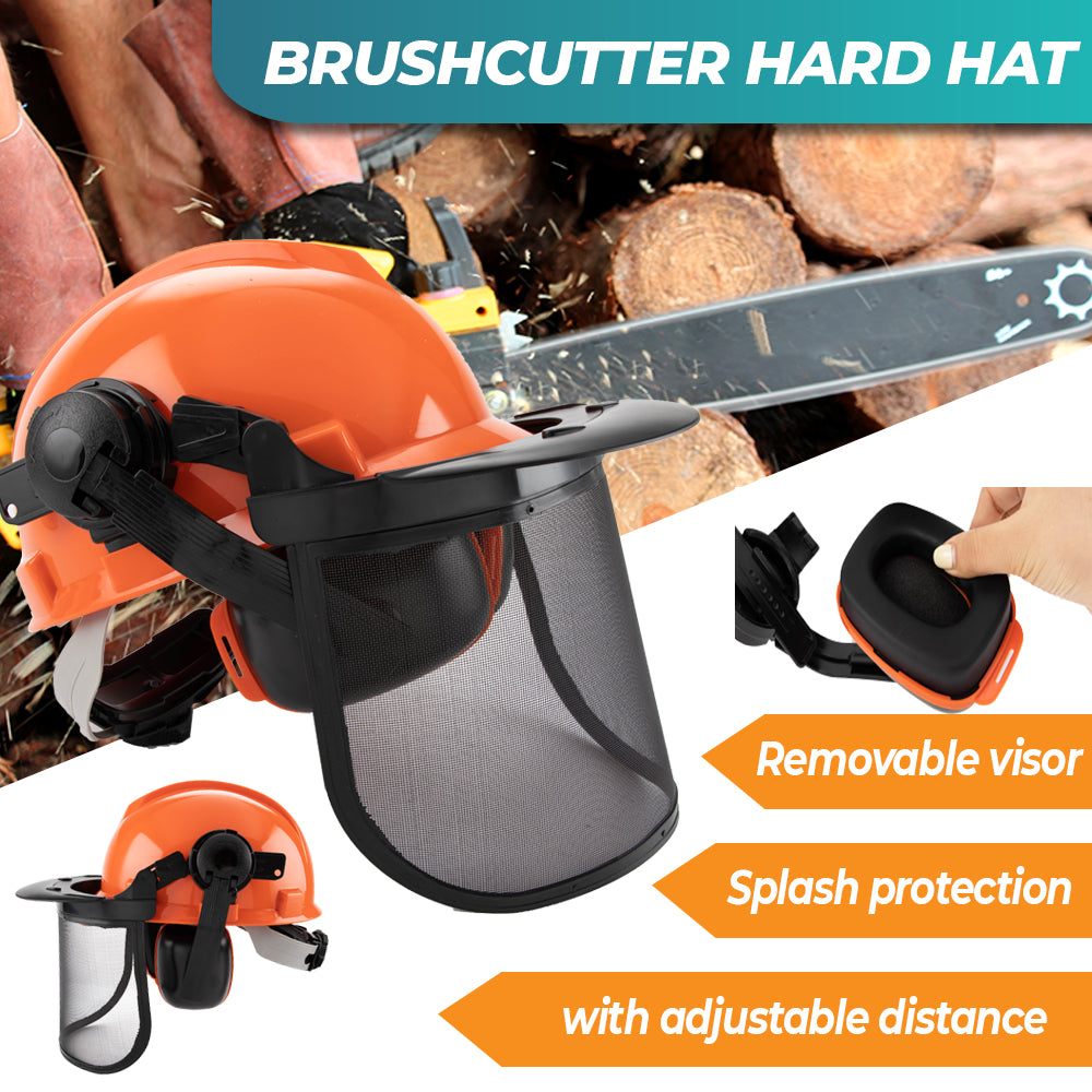 Brushcutter Hard Hat | With Visor & Ear Muffs | Forestry Safety Helmet